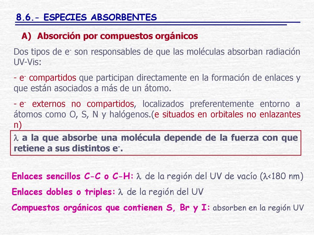 Tema 8 Espectroscopia De AbsorciÓn Molecular Uv Vis Ppt Descargar