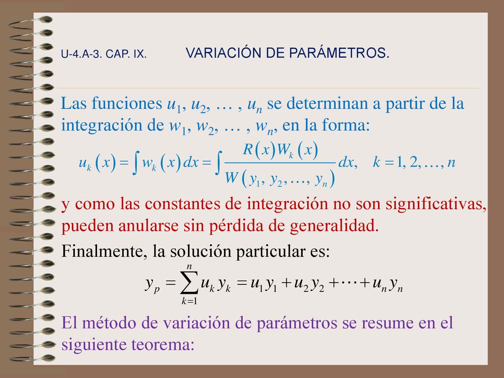Unidad 4 Anexo 3 CapÍtulo Ix MÉtodo De VariaciÓn De ParÁmetros Ppt