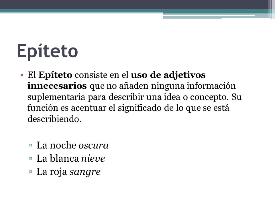 EL EPÍTETO (BIEN EXPLICADO CON EJEMPLOS) - WILSON TE EDUCA - WILSON TE ... EL EPÍTETO (BIEN EXPLICADO CON EJEMPLOS) - WILSON TE EDUCA - WILSON TE ...