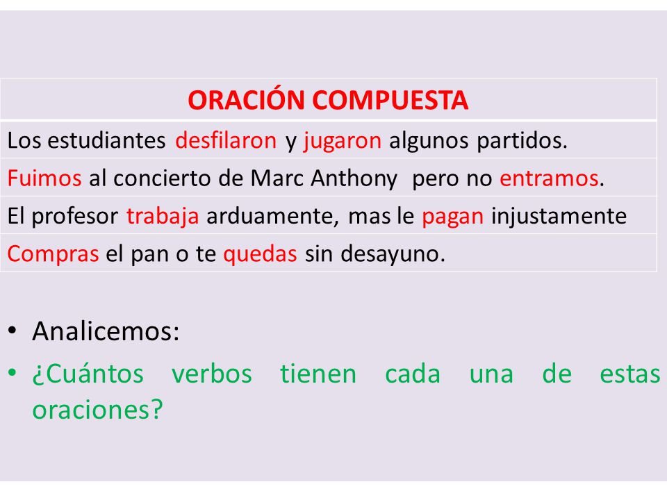 Oraciones Con Verbos Conjugados - bourque